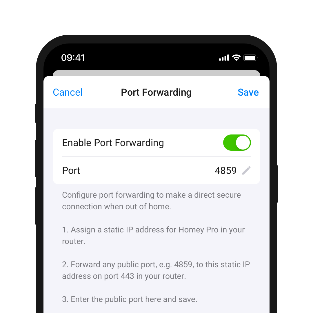 Enabling Port Forwarding – Homey Support