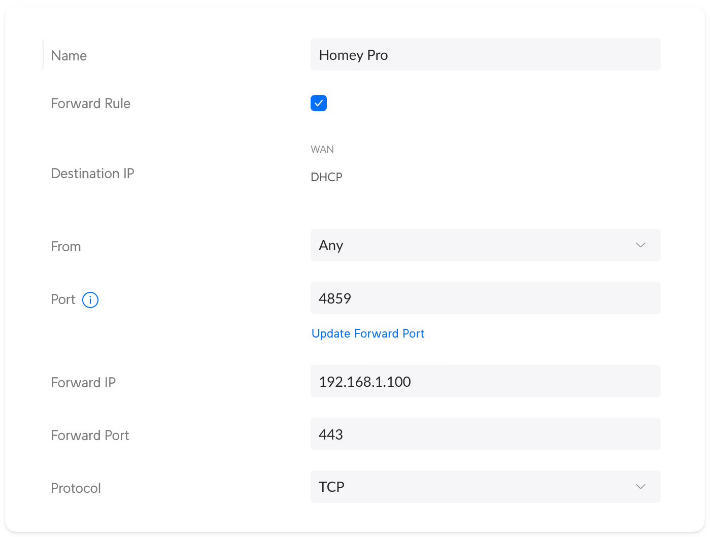 Enabling Port Forwarding – Homey Support