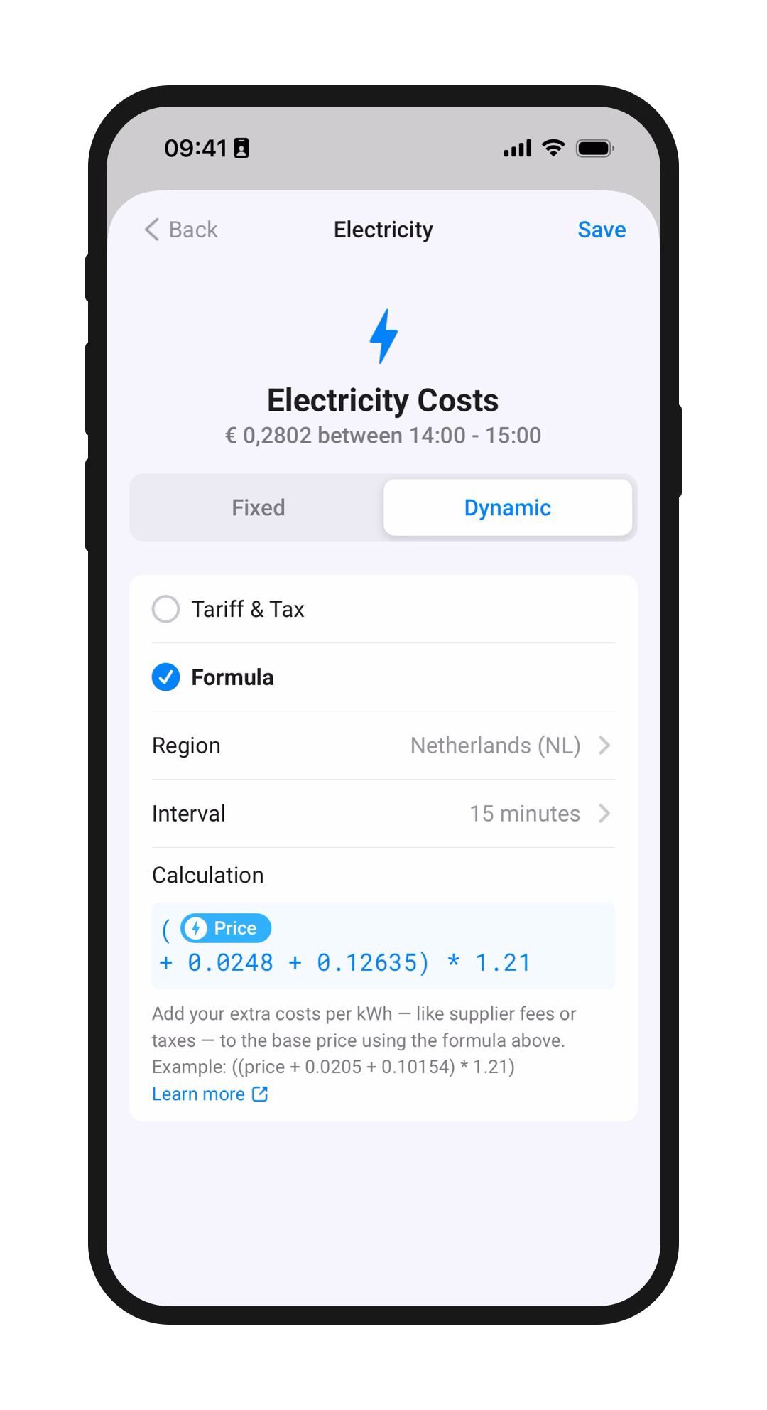 Adjusting your dynamic electricity price in Homey – Homey Support